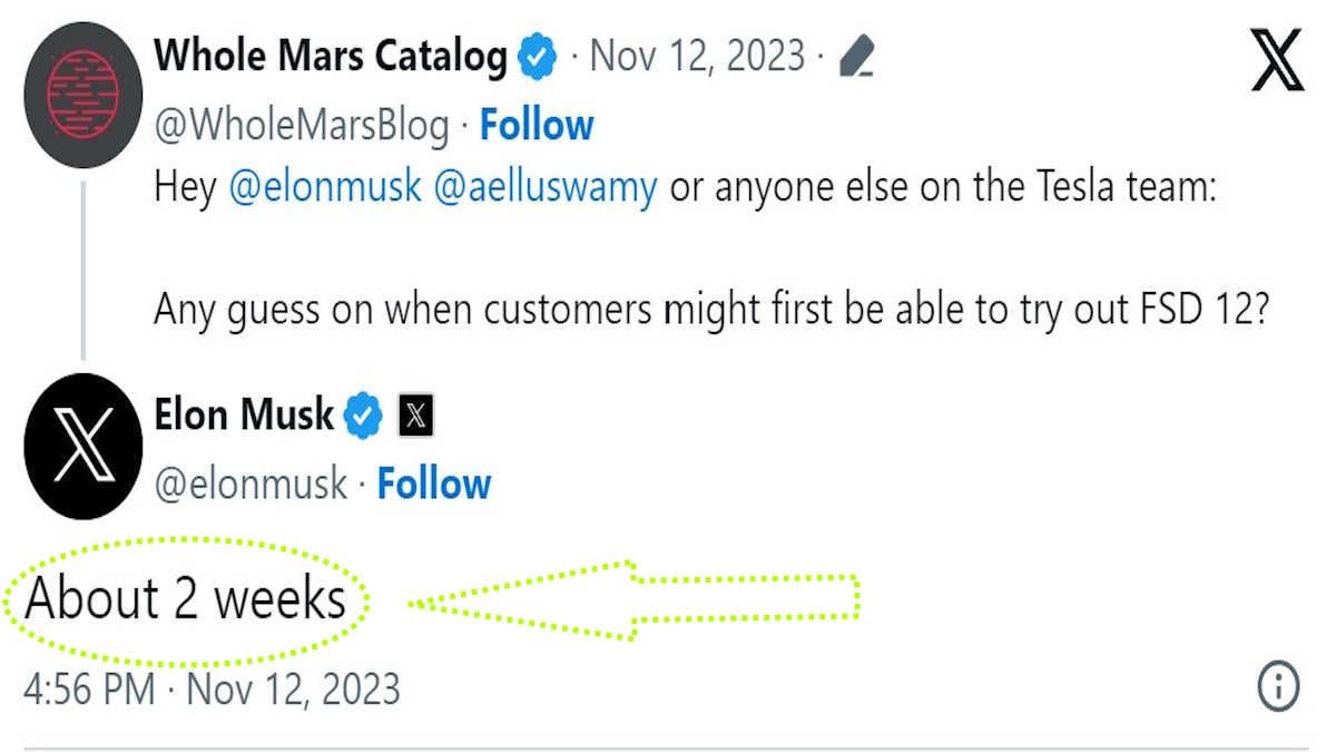 Elon Musk: About Two Weeks Until Customers Can Use FSD V12 | Torque News Elon Musk: About Two Weeks Until Customers Can Use FSD V12 | Torque News