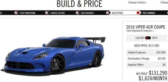 Build and Price Your 2016 Dodge Viper ACR Online 2 Ways | Torque News