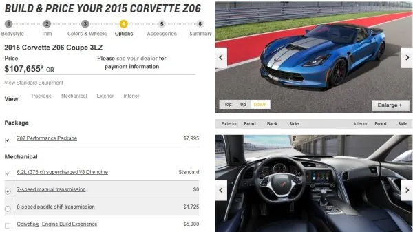 The Full 2015 Corvette Z06 Configurator is Online Now | Torque News